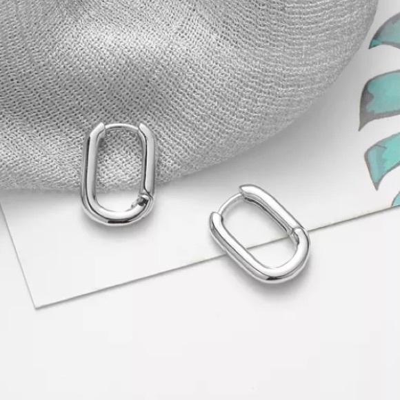 Jewelry | New 925 Sterling Silver Rectangular Hoop Earrings | Poshmark